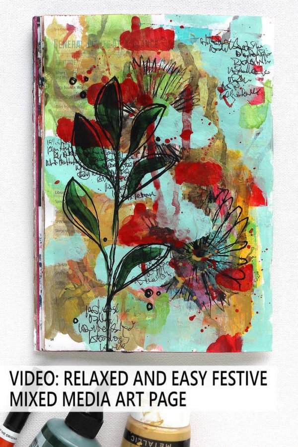 VIDEO: Relaxed And Easy Festive Mixed Media Art Page - Kim Dellow